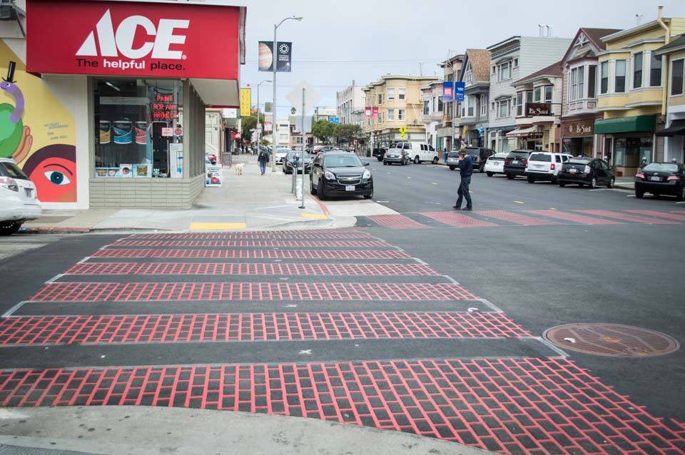 New Crosswalk Design Adds Pop Of Color At 3rd & Clement | Hoodline